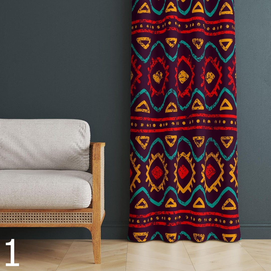 Ethnic Print Curtains, African Terracotta Curtains, African Blackout ...