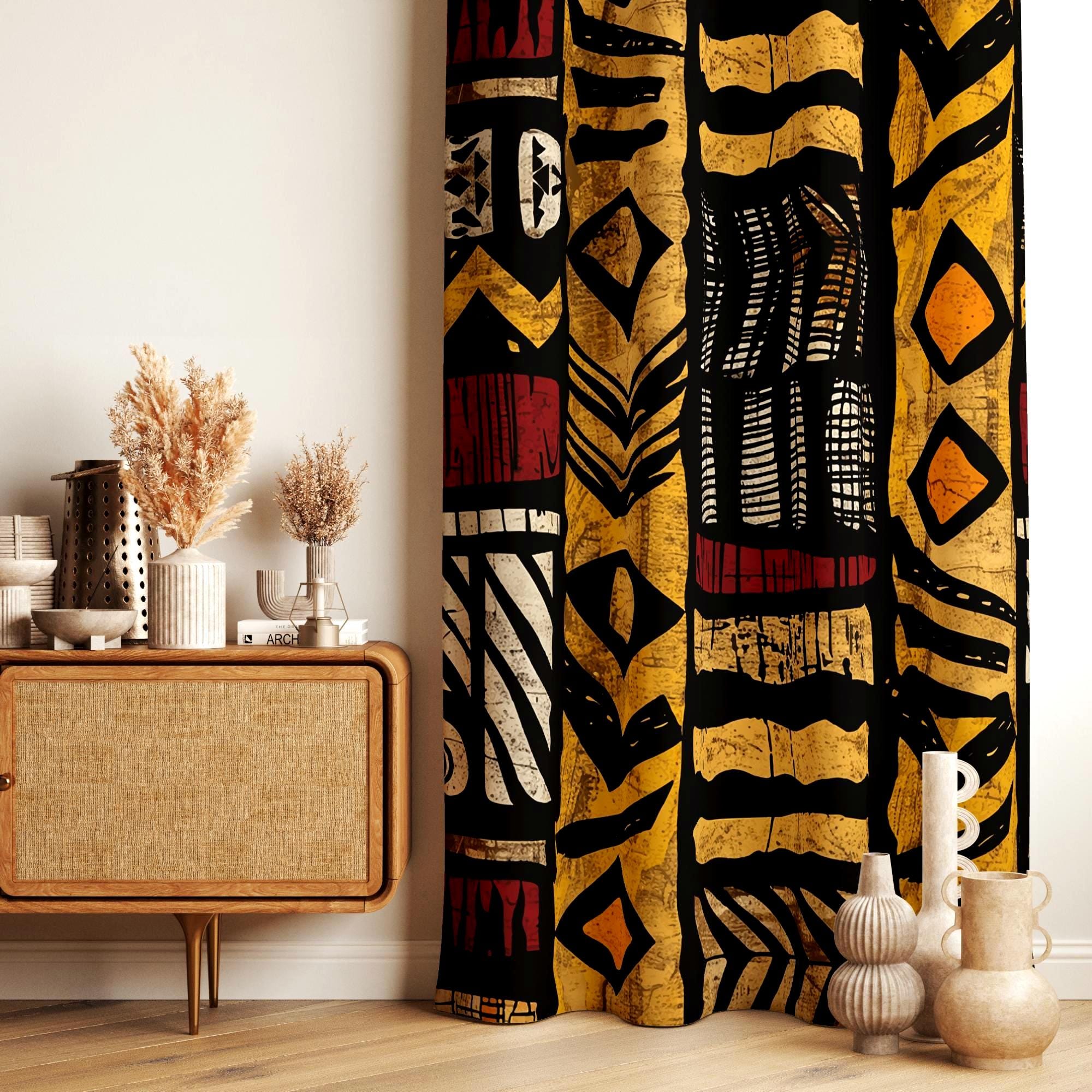 African Mudcloth Curtains, African Tribal Curtains, Mudcloth Ethnic ...