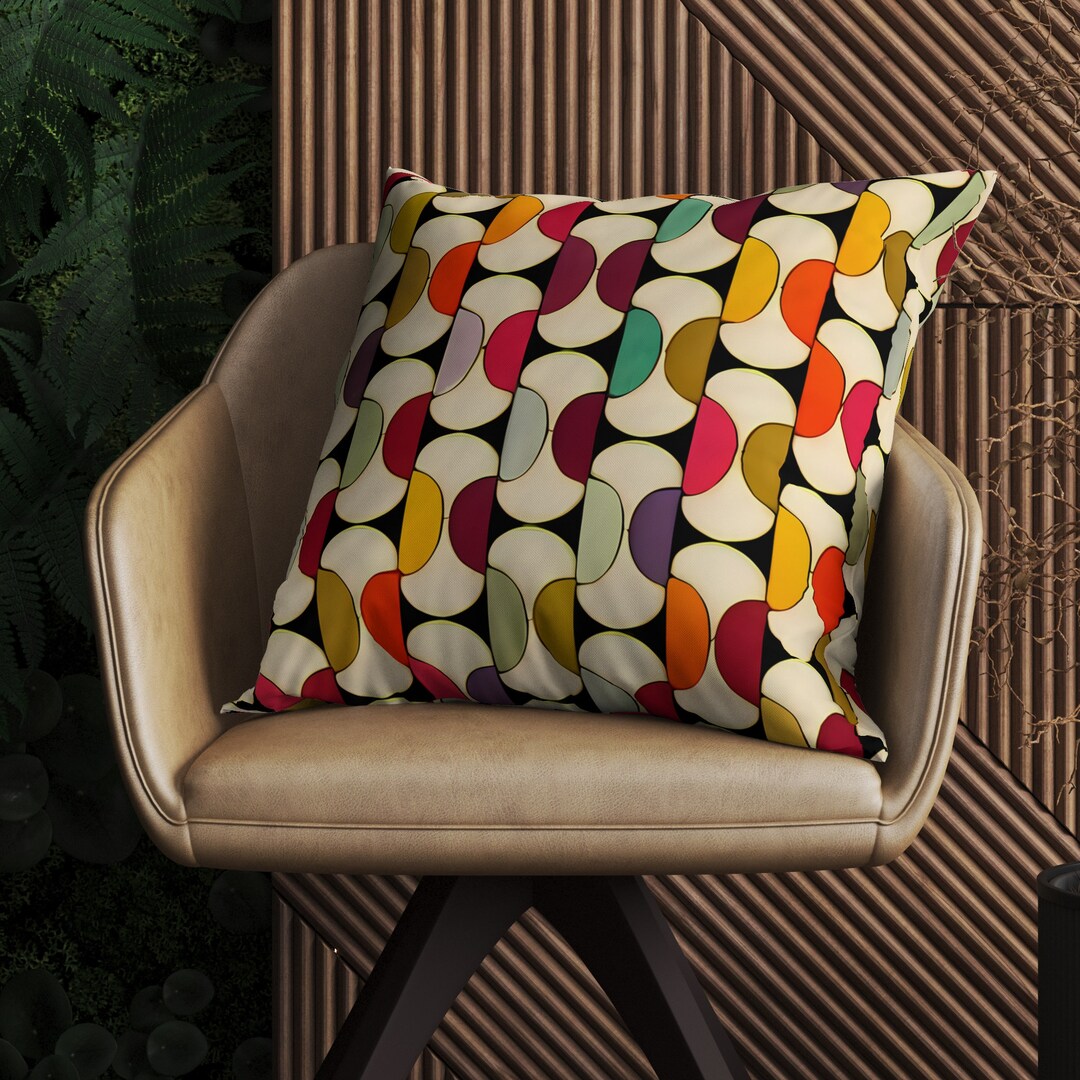 Mid Century Modern Pillow Cover, 70s Color Mid Century Throw Pillow ...