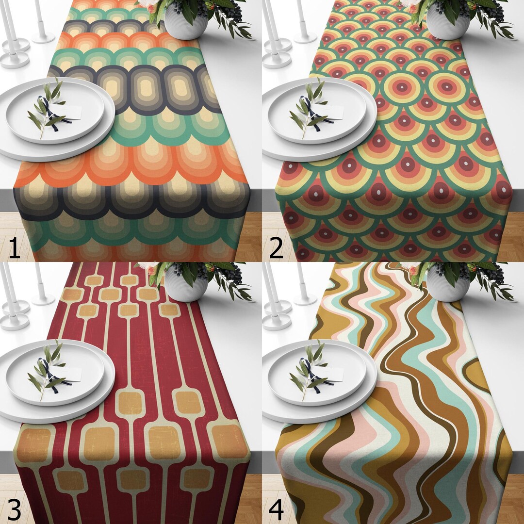 Mid-century Modern Table Runners, 70s Colorful Retro Table Runners, MCM ...