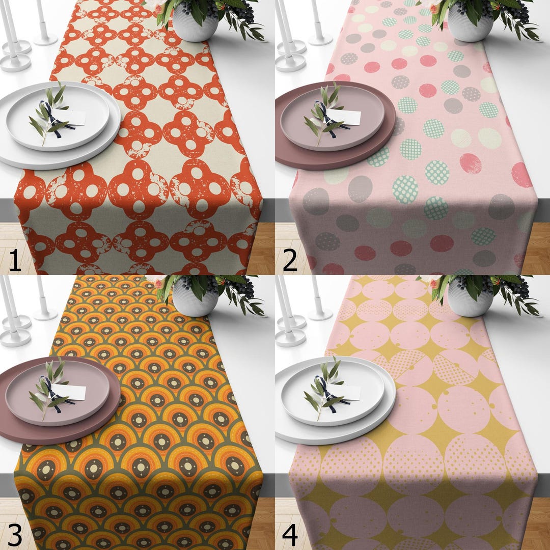 Retro Table Runners, 70s Table Runner, Retro Abstract Art Runners ...