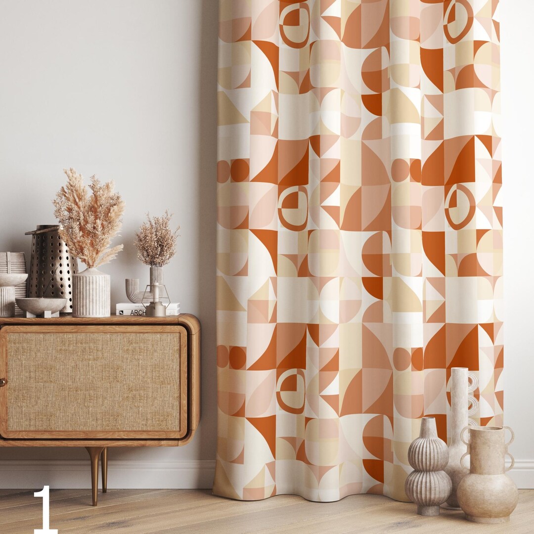 Retro Curtains, Mid-century Modern Curtains, 70s Retro Window Curtain ...