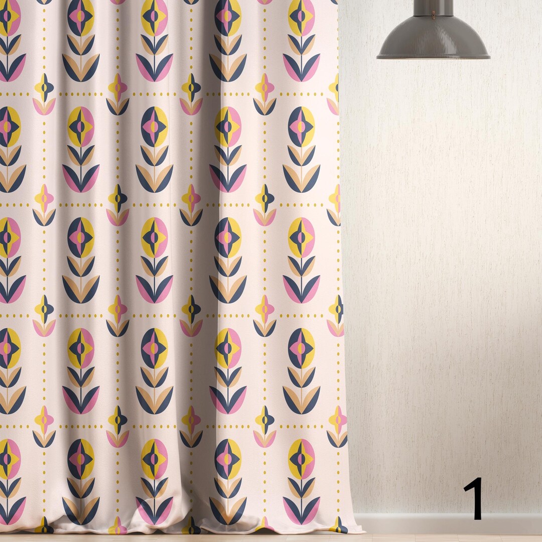 Scandi Curtain Panels, Nordic Floral Panels, Scandi Minimalist Panel ...