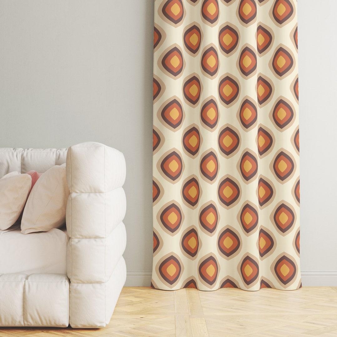 Mid Century Modern Curtains Retro Printed Drapes 70s - Etsy