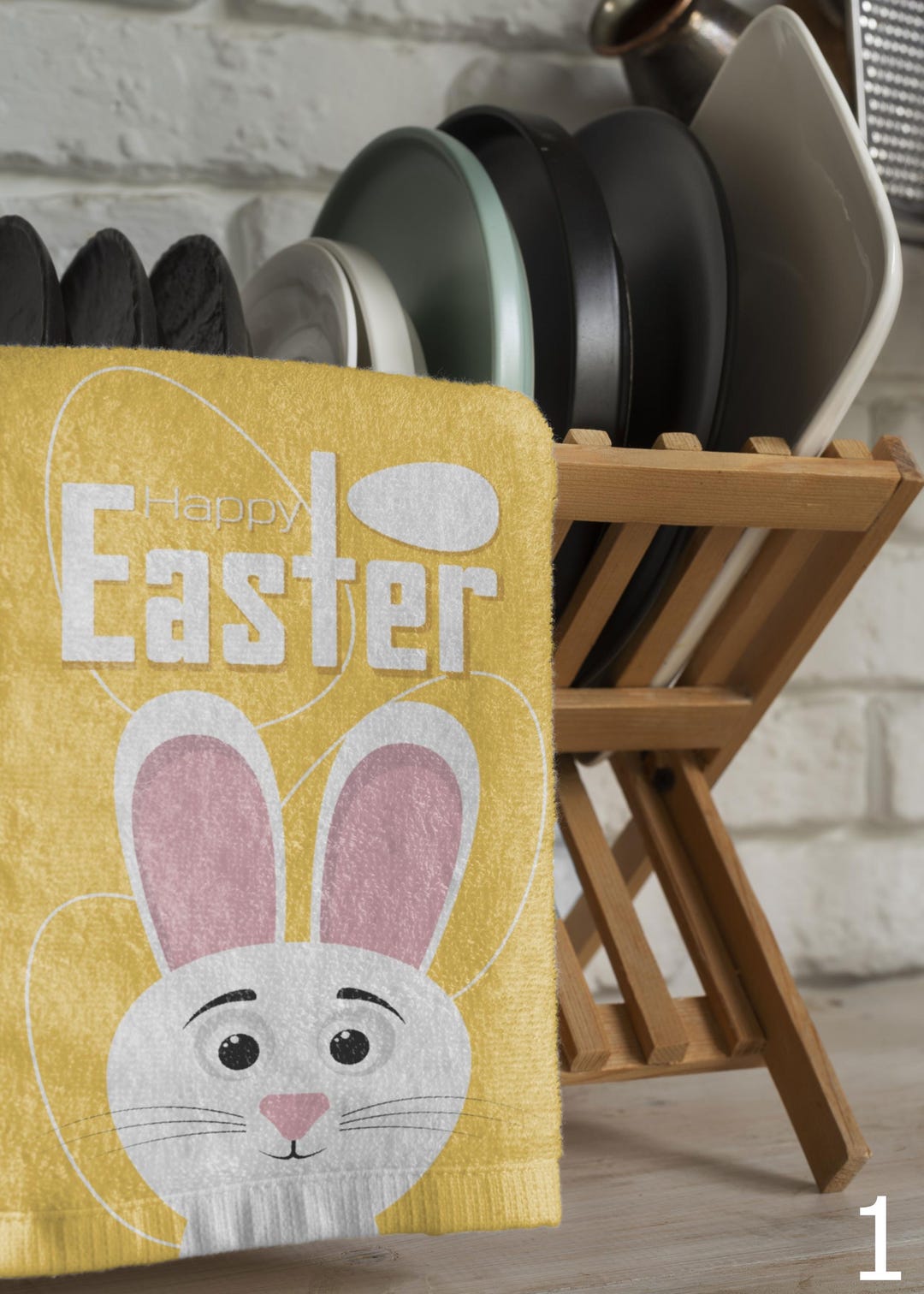 Cute Easter Rabbit Tea Towel, Easter Eggs Tea Towel, Happy Easter ...