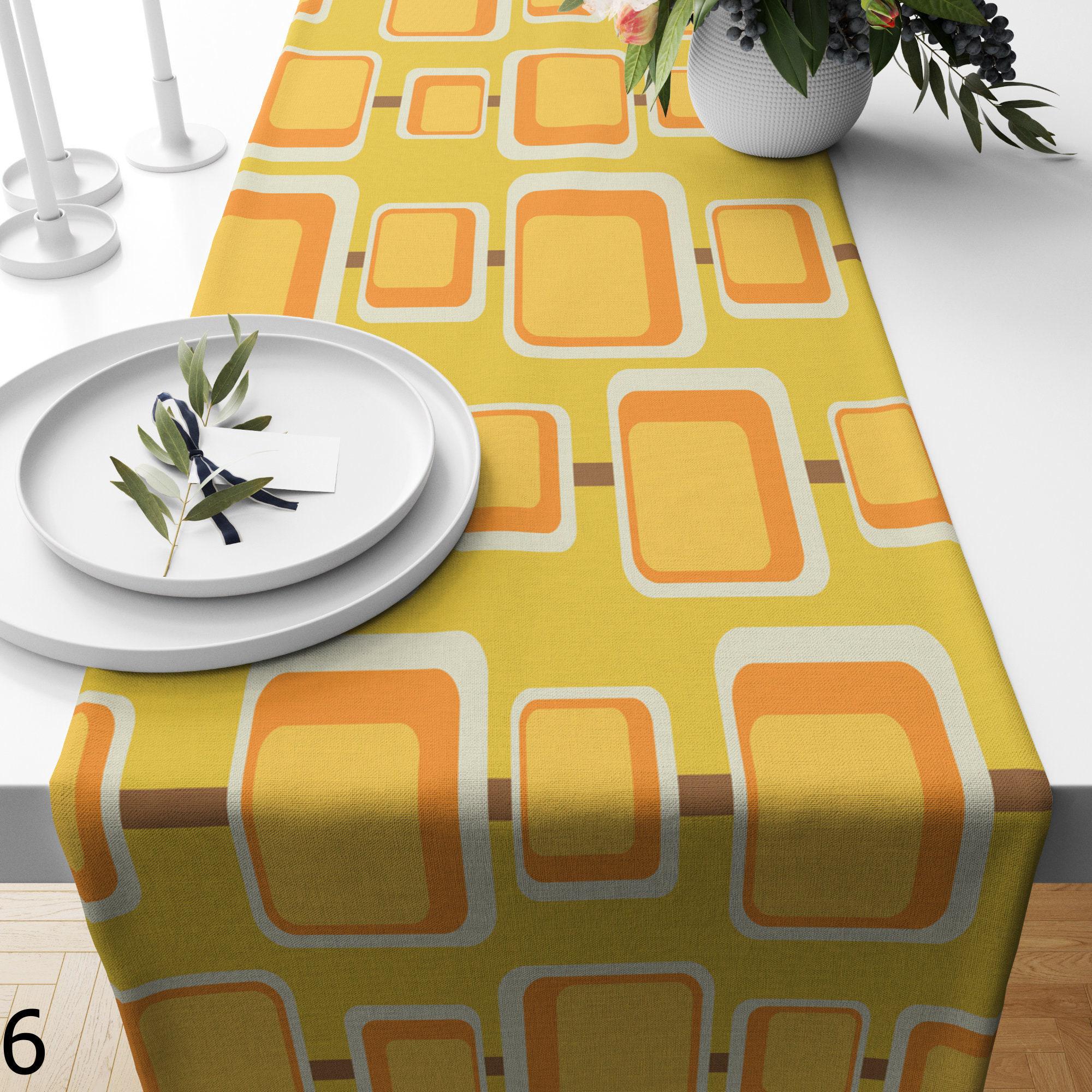 Mid Century Modern Table Runner, Retro Table Runners, Retro Geometric ...