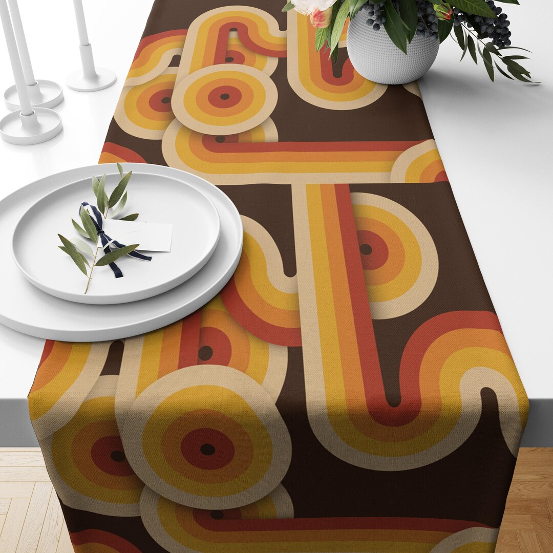 Mid Century Modern Table Runners, Mcm Table Runner, 70s Colorful Table ...