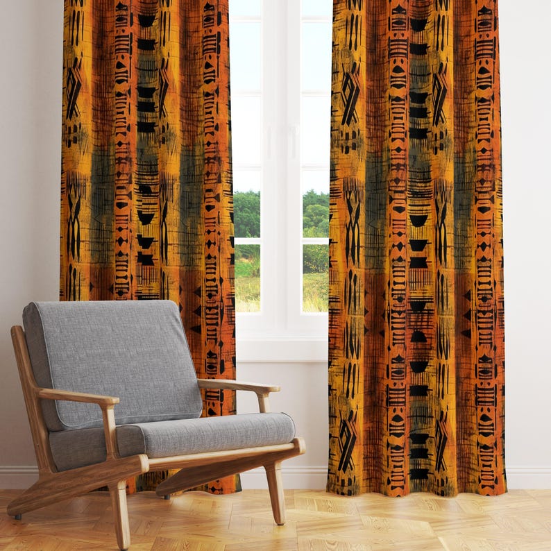 Tribal Window Curtains, Modern African Tribal Curtains, Aztec Curtain ...