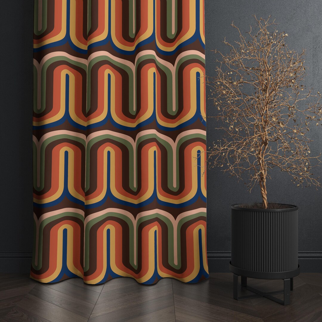 Retro Elegance Panel Curtains, Mid Century Modern Blackout Curtain ...