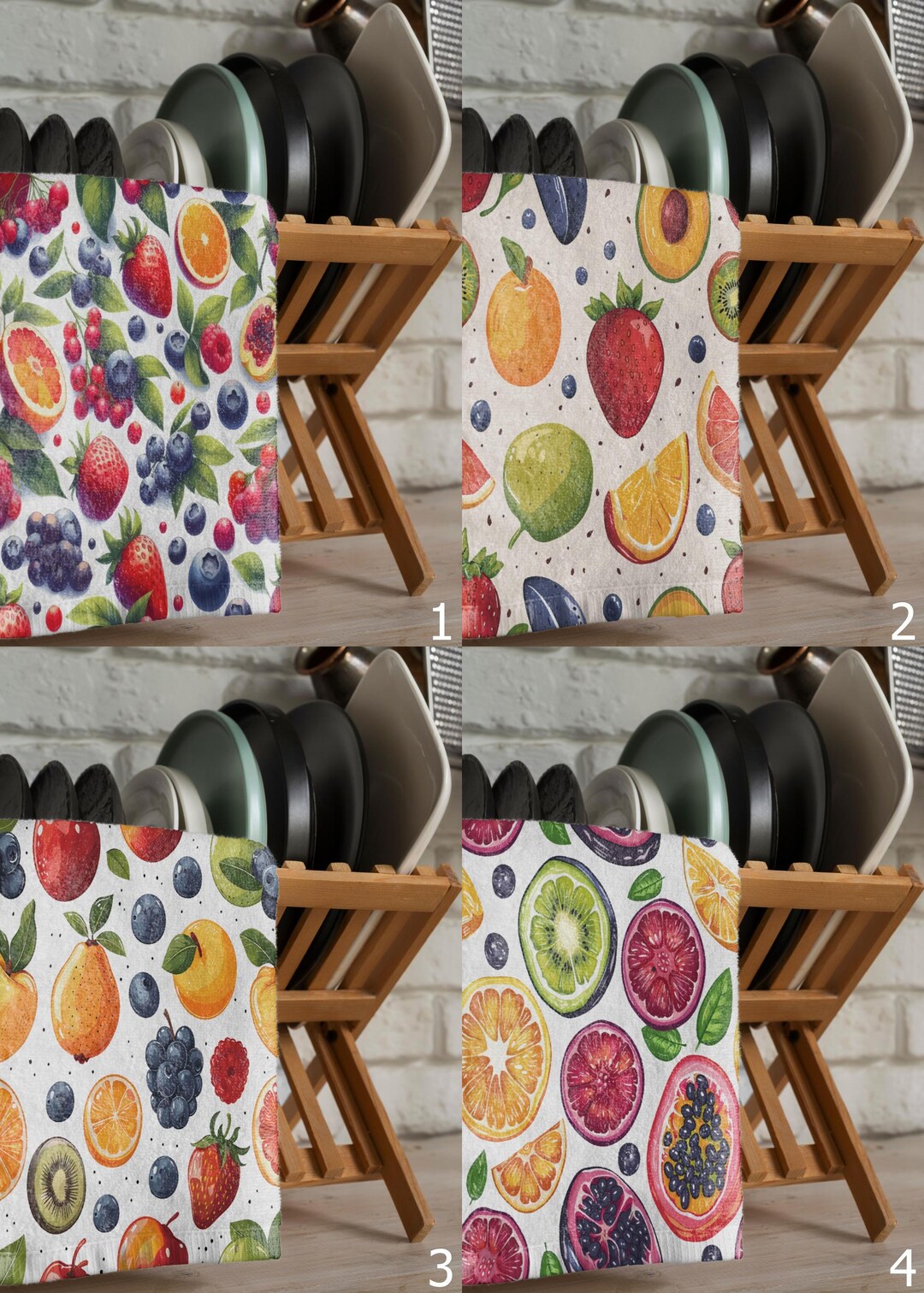 Fruits Kitchen Towels, Tropical Fruit Tea Towels, Mix Fruit Themed Dish ...