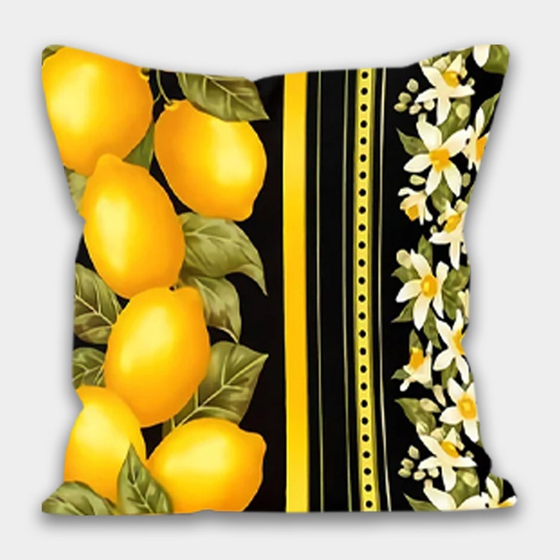 Floral Lemon Pillow Cover Lemon Cushion Case Decorative - Etsy