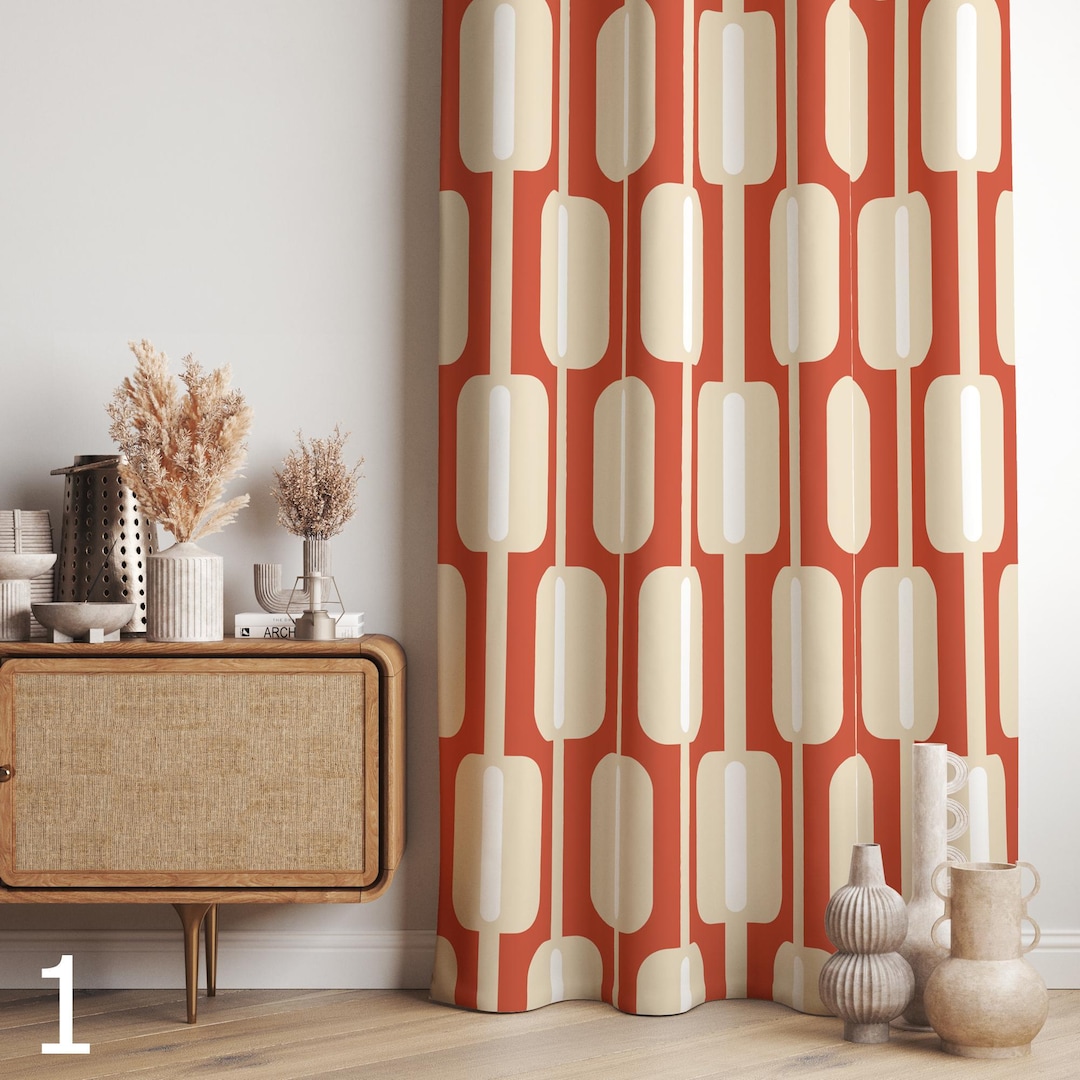Retro Curtains, Mid Century Modern Curtains, Retro Vintage Curtain ...