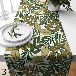 Green Leaves Table Runner, Floral Pattern Table Runners, Hand Drawing ...