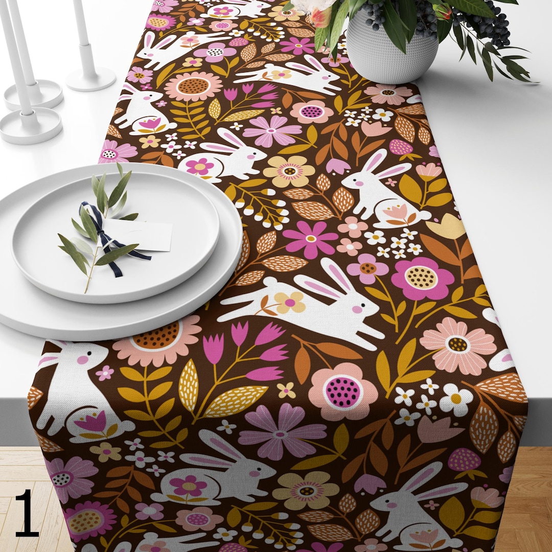 Easter Rabbit Runner, Cute Rabbit Table Runner, Easter Table Runner ...
