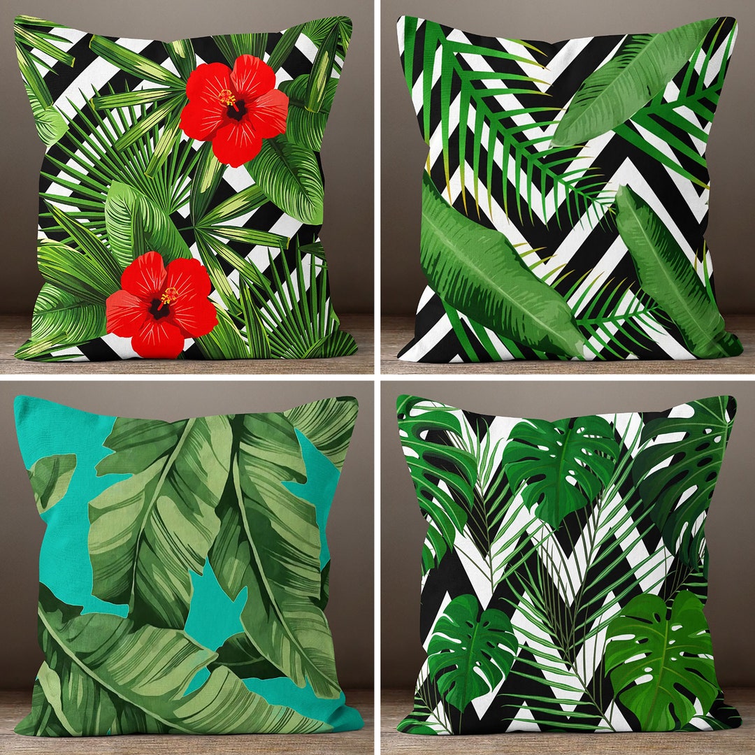 Green Tropical Palm Tree Decorative Throw Pillow Case, Green Pillow ...