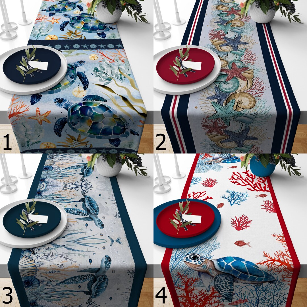 Sea Turtle Table Runners, Coastal Table Runners, Starfish Runners ...