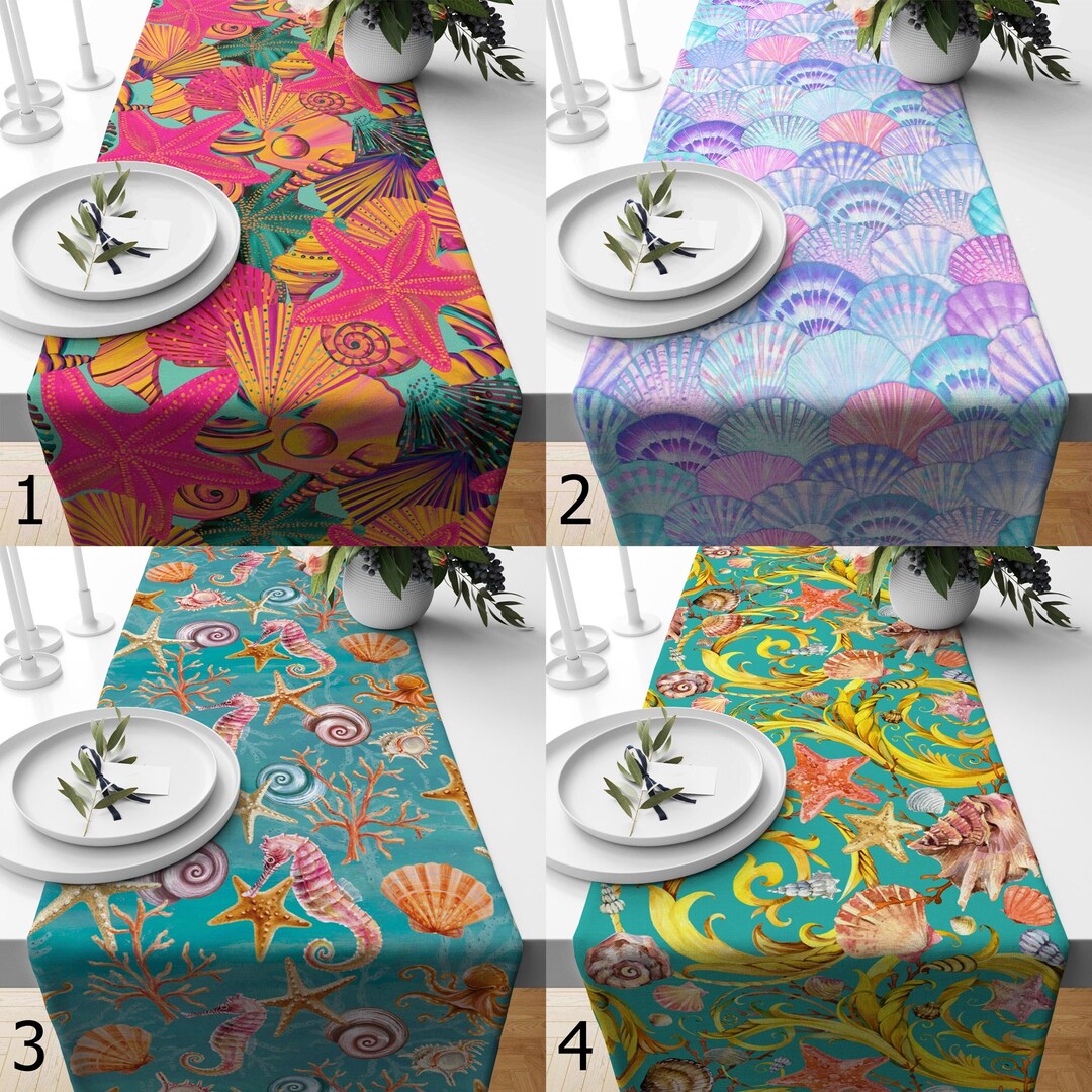 Nautical Decor Runners, Sea Creatures Table Runners, Coastal Starfish ...