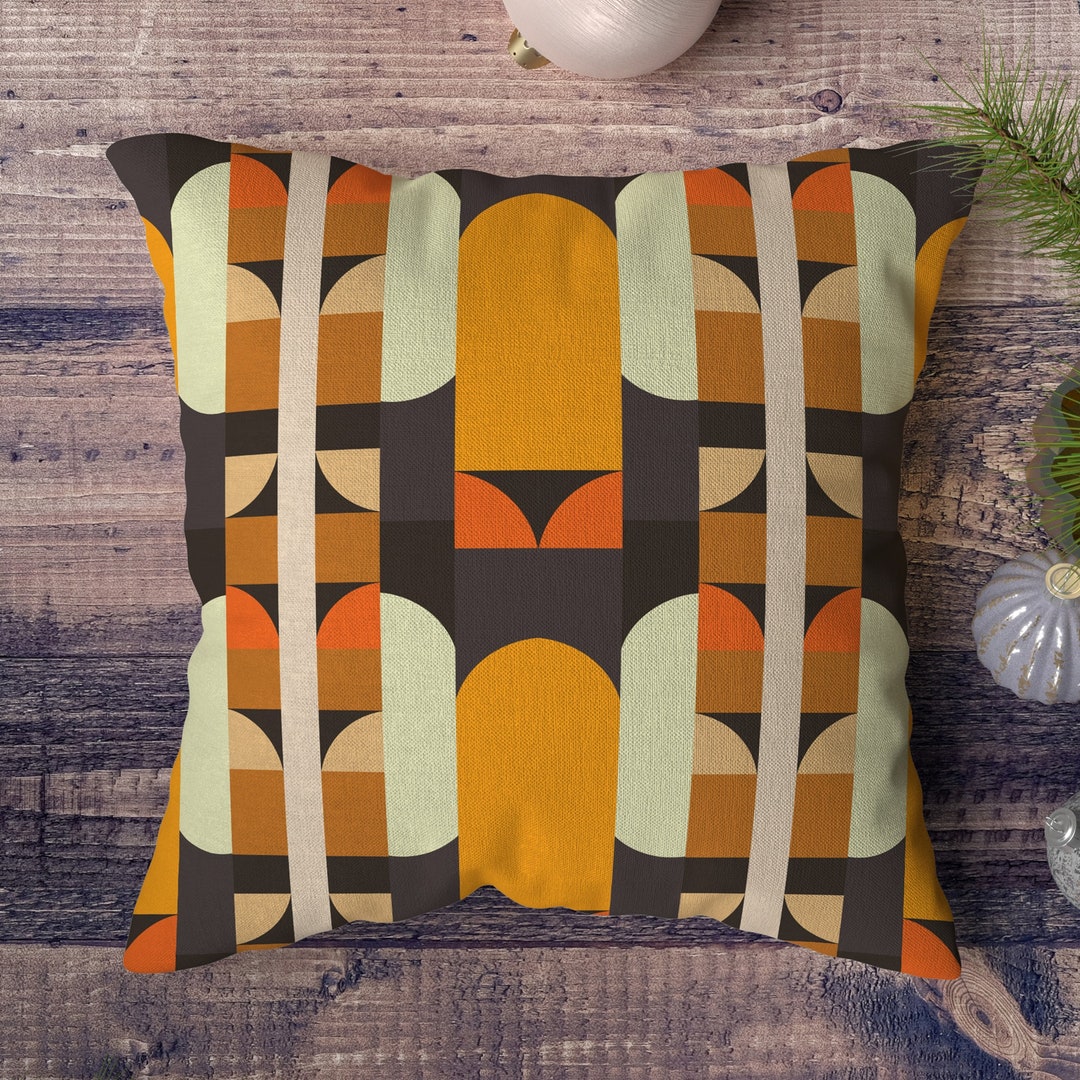 Mid Century Modern Pillow Cover, 70s Color Mid Century Throw Pillow ...