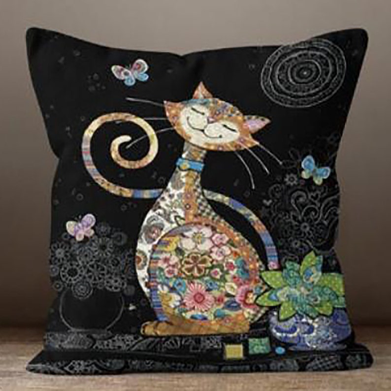Cute Cat Pillow Covers Cat Pattern Cushion Case Housewarming - Etsy