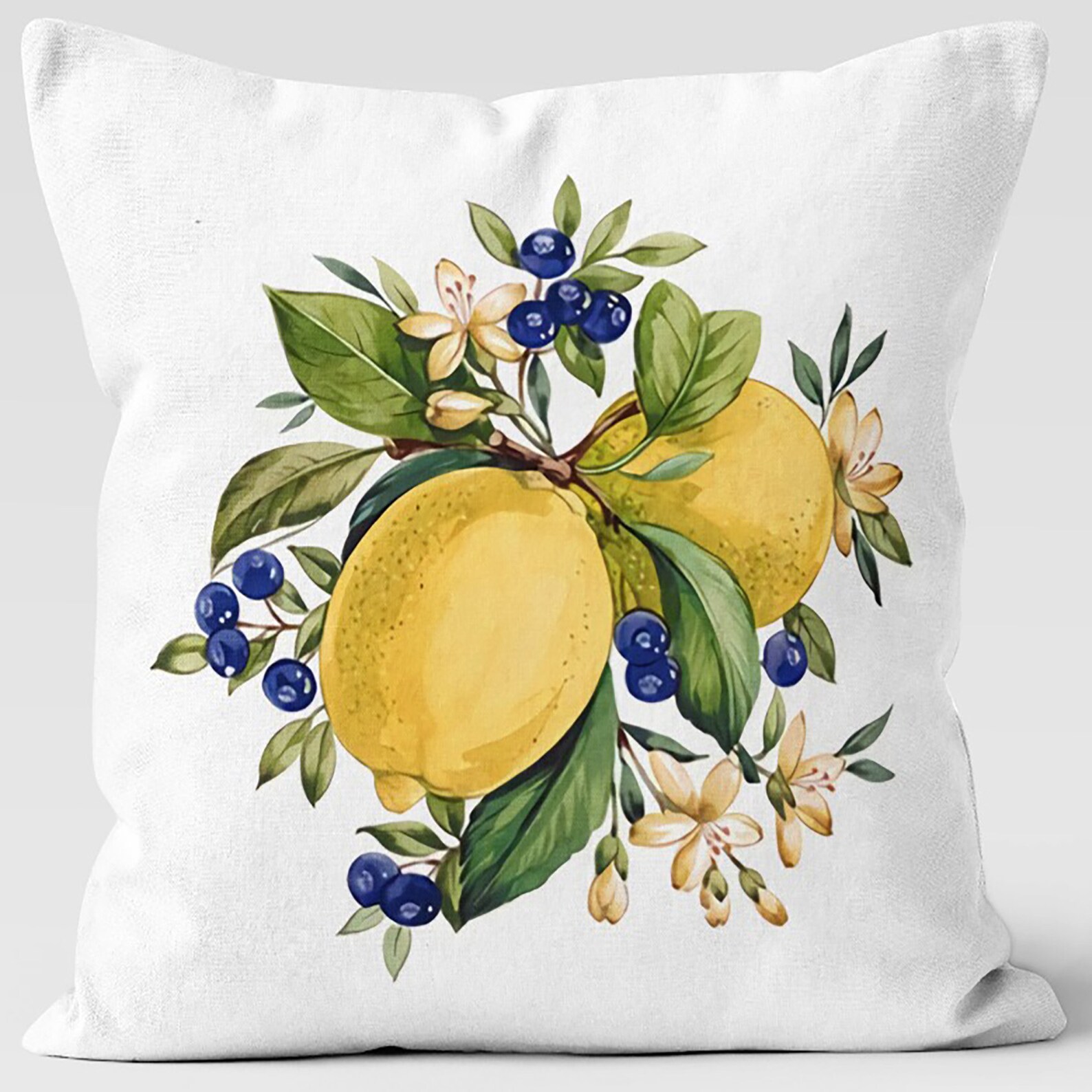 Floral Lemon Pillow Cover, Lemon Cushion Case, Decorative Fruit Cushion ...