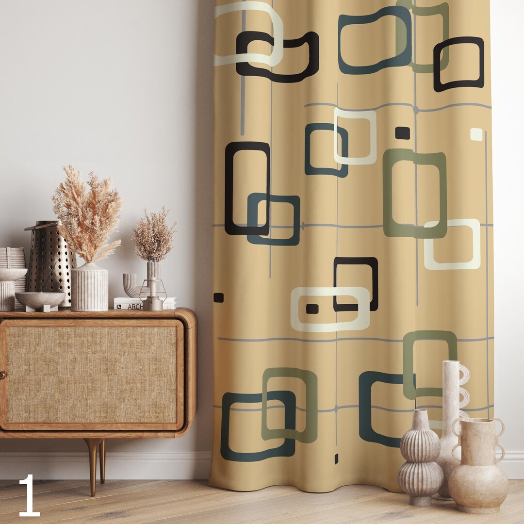 Mid-century Modern Window Curtains, Vintage Retro Curtains, Retro ...