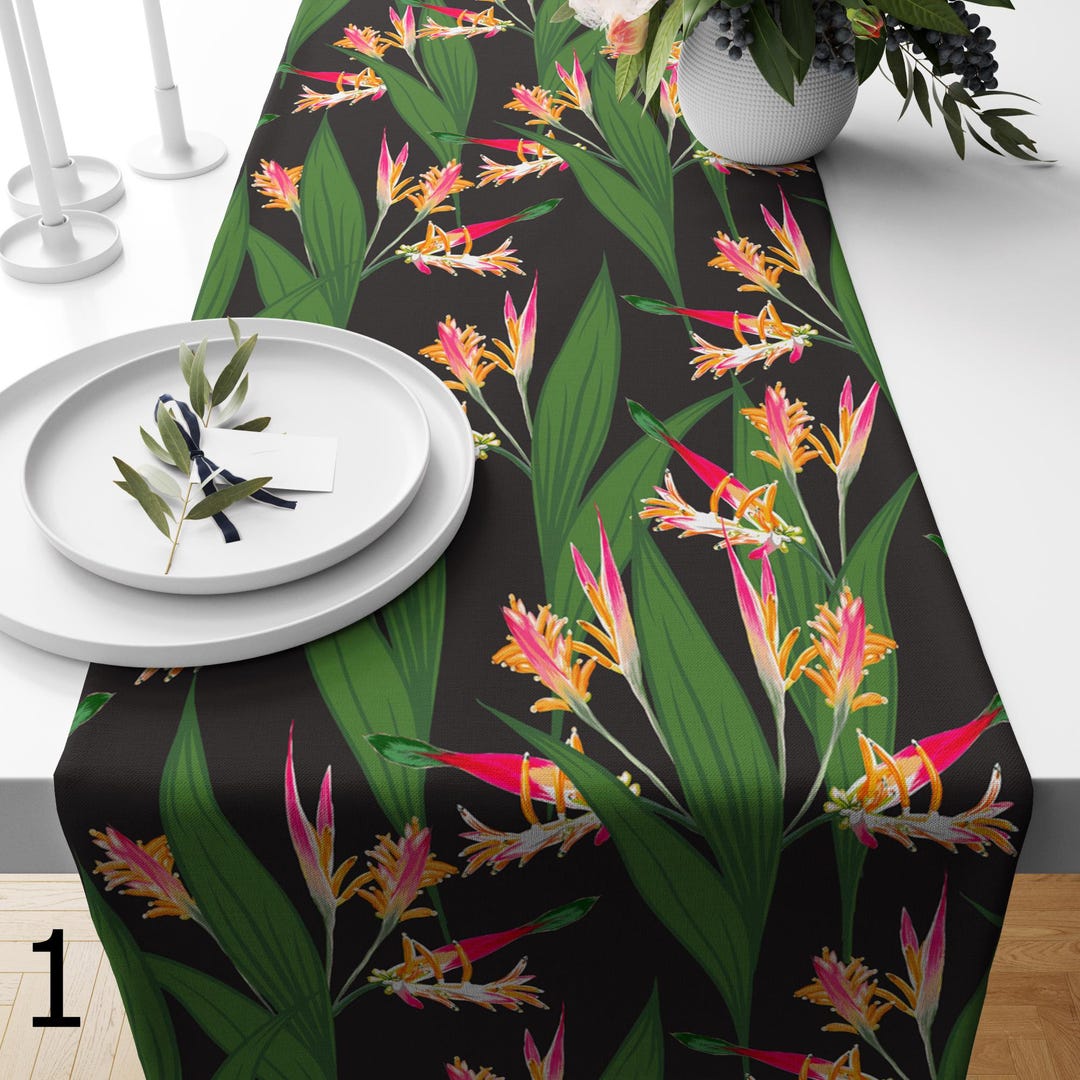 Floral Table Runner, Bird of Paradise Table Runners, Tropical Flowers ...