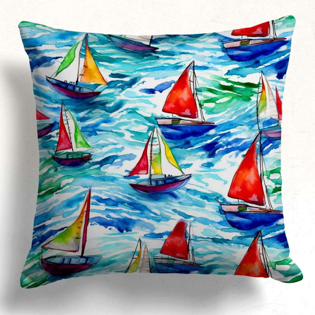 Sailboat Pillow Cover, Maritime Throw Pillow Covers, Ship Pillowcase ...