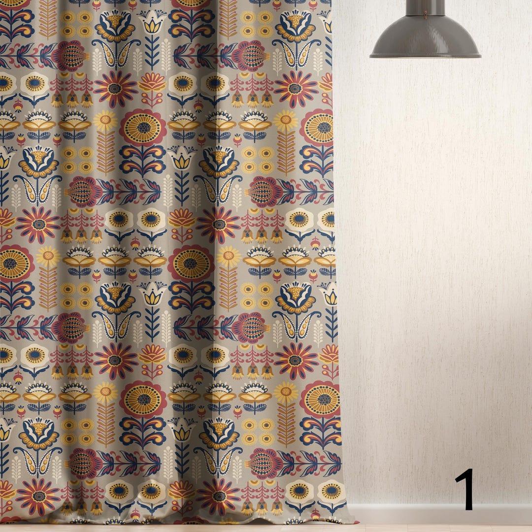 Nordic Floral Panels, Scandi Minimalist Panel Curtain, Scandinavian ...