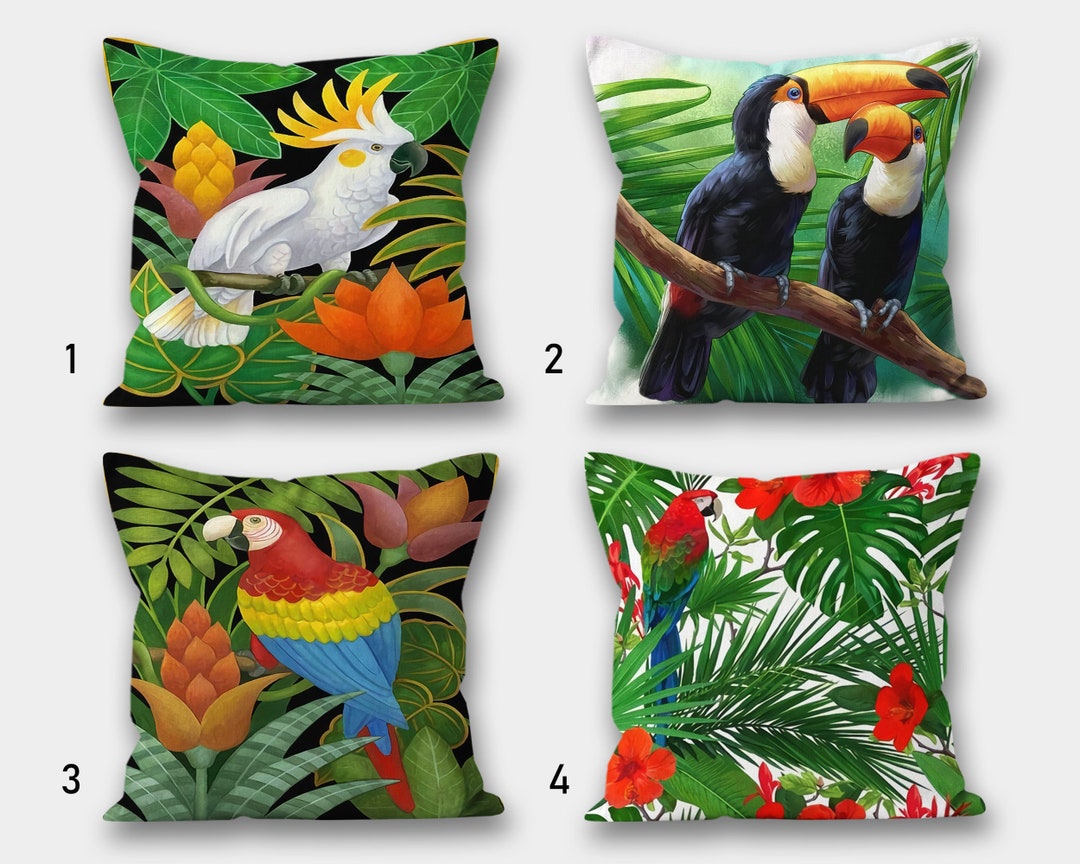 Parrot Pillow Case, Parrot Throw Pillow Covers, Parrot Design Cushion ...
