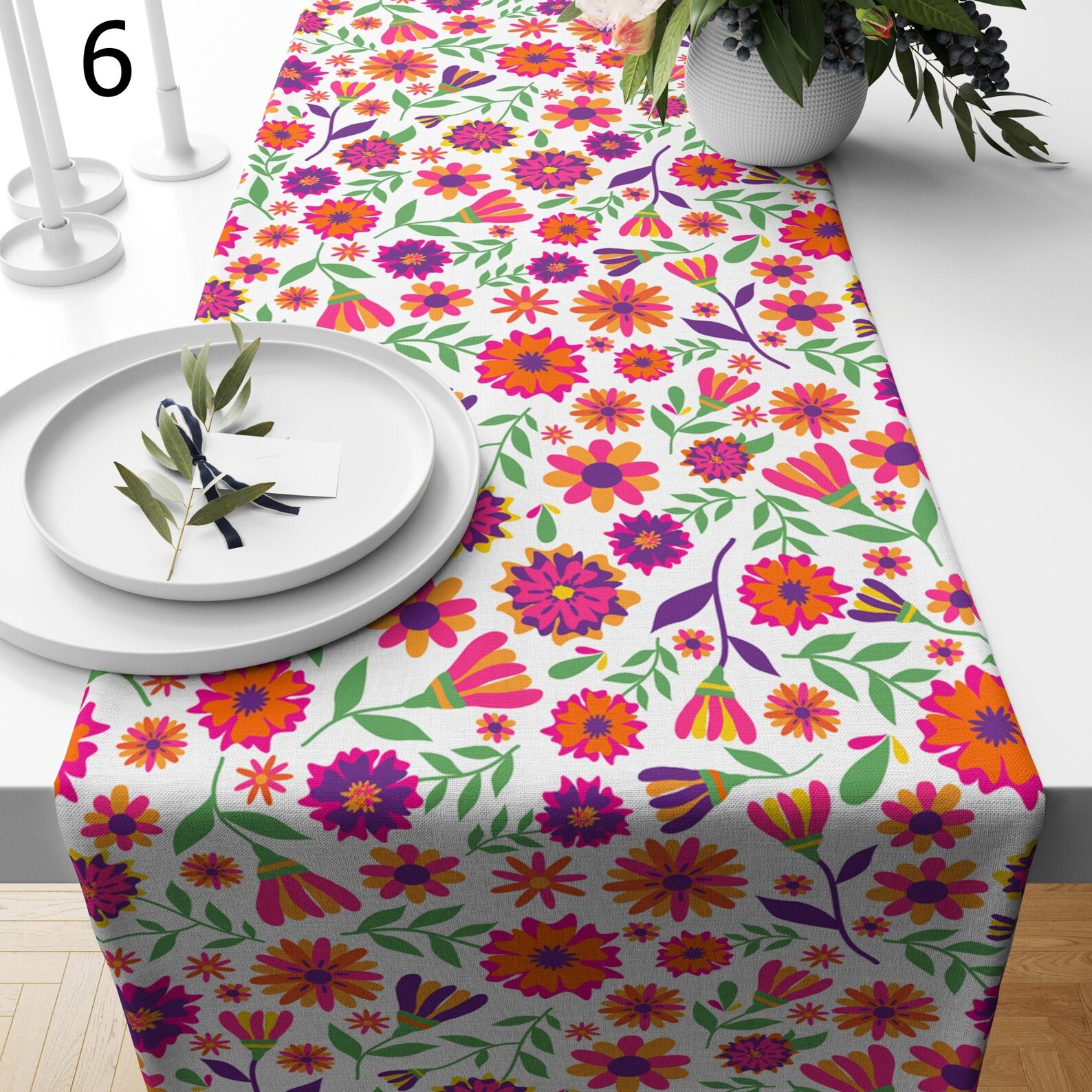 Spring Floral Table Runners, Colorful Floral Table Runner, Multicolored ...