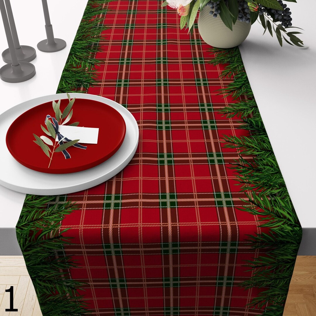 Christmas Buffalo Plaid Table Runner, Red Green Runner, Christmas ...