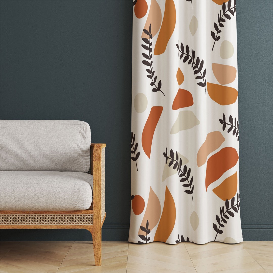 Abstract Curtain Panels, Mid Century Curtains, Boho Retro Curtain, 70s ...