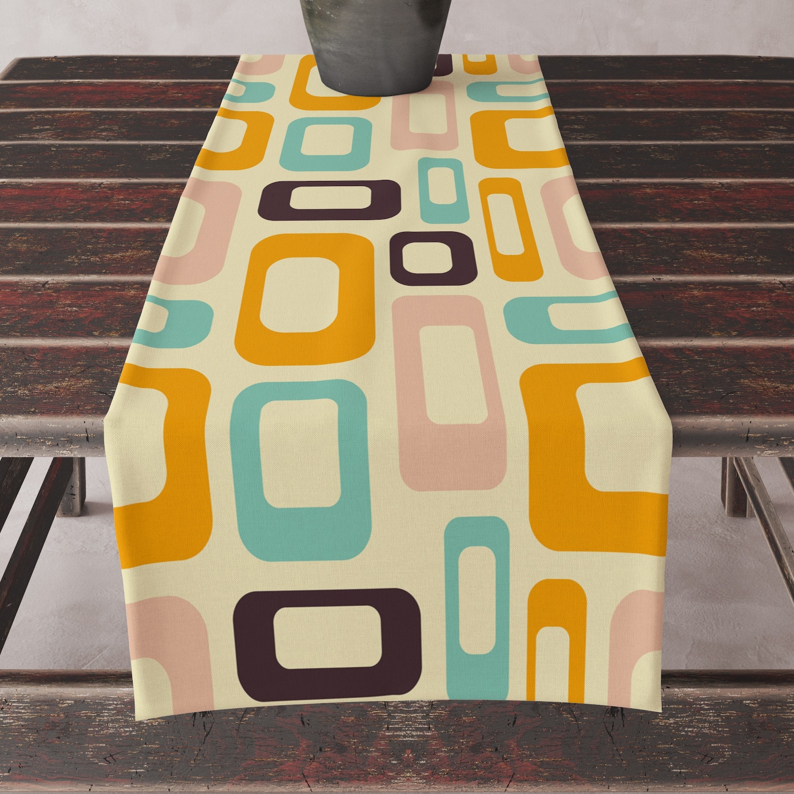 Mid Century Modern Table Runners, Mcm Table Runner, 70s Colorful Table ...