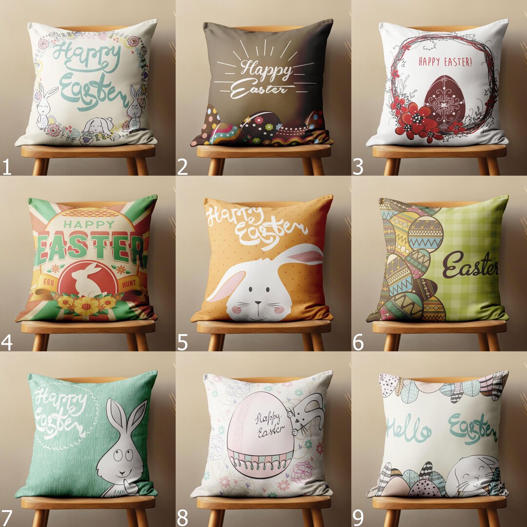 Happy Easter Pillow Covers, Cute Easter Rabbit Pillowcases, Easter Egg ...
