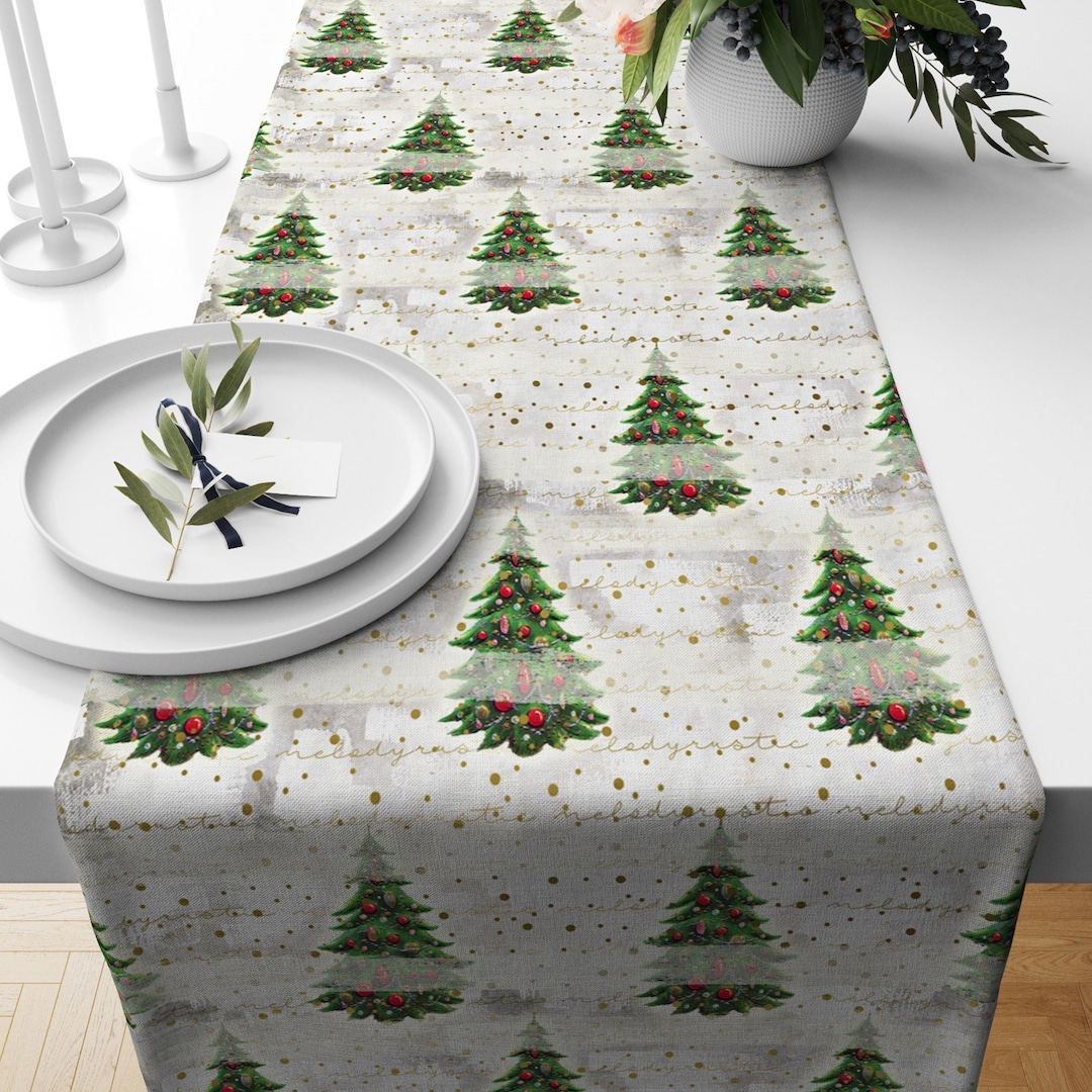 Christmas Tree Table Runner, Xmas Table Runner, Kitchen Table Runner ...