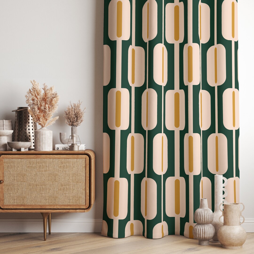 Mid Century Modern Curtains, Funky Retro Curtain Panels, 70s Boho ...