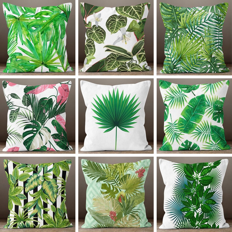 Green Tropical Palm Tree Decorative Throw Pillow Case Green - Etsy