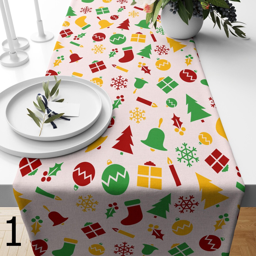 Christmas Table Runner, Xmas Pine Tree Table Runner, Fun Christmas ...