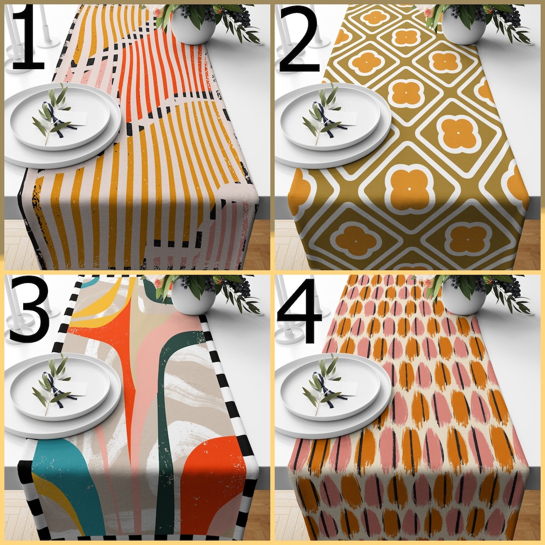 Mid Century Modern Table Runners, Mcm Table Runner, 70s Colorful Table ...