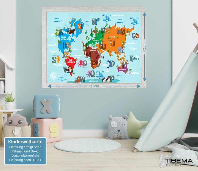 Children's World Map Children's Poster Alphabet - Etsy UK