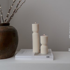 Hourglass Ribbed Candle Set Ribbed Candle Christmas Table Decor ...