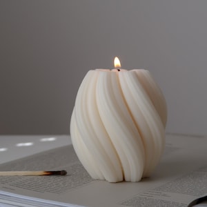 Swirl Candle swirl Ribbed Candle Twisted Candle Unique Shaped Candle ...