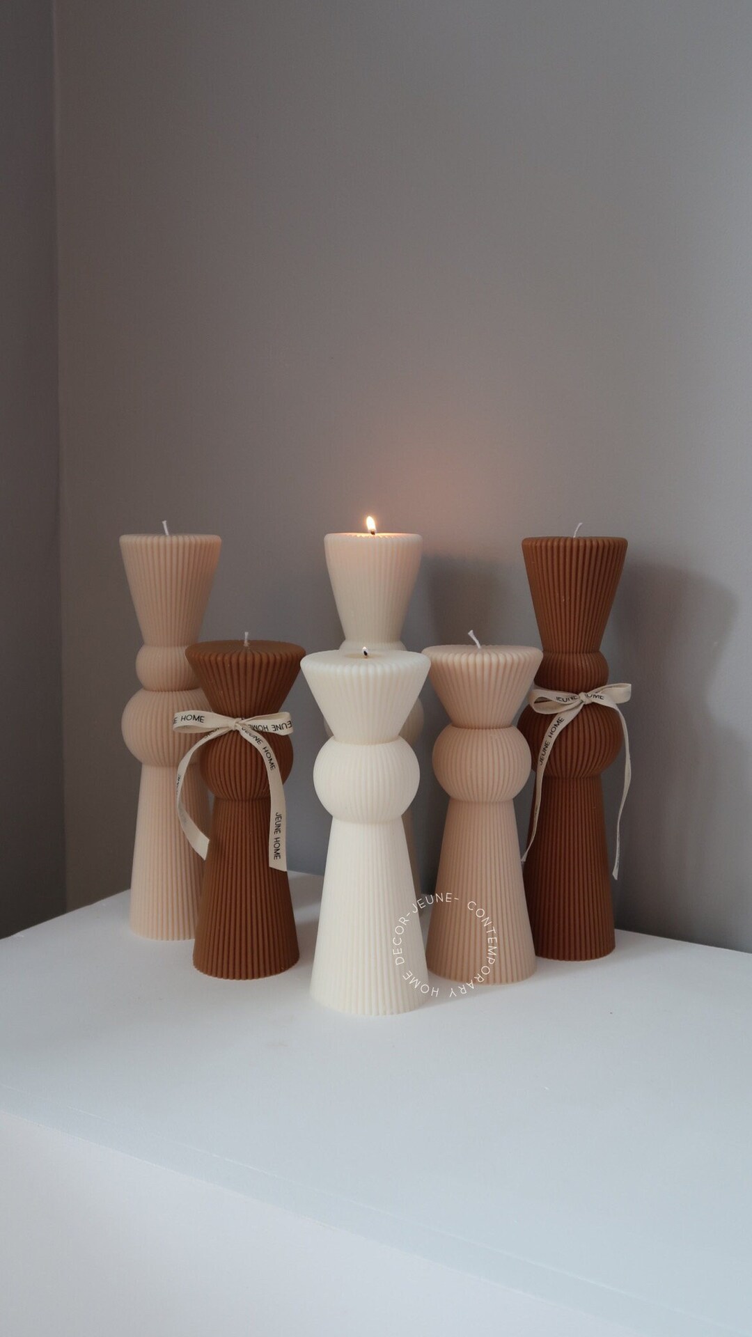 Small Roman Pillar Candle Ribbed Candle Christmas Gift Idea Wedding ...
