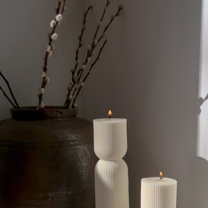 Hourglass Ribbed Candle Set Ribbed Candle Christmas Table Decor ...