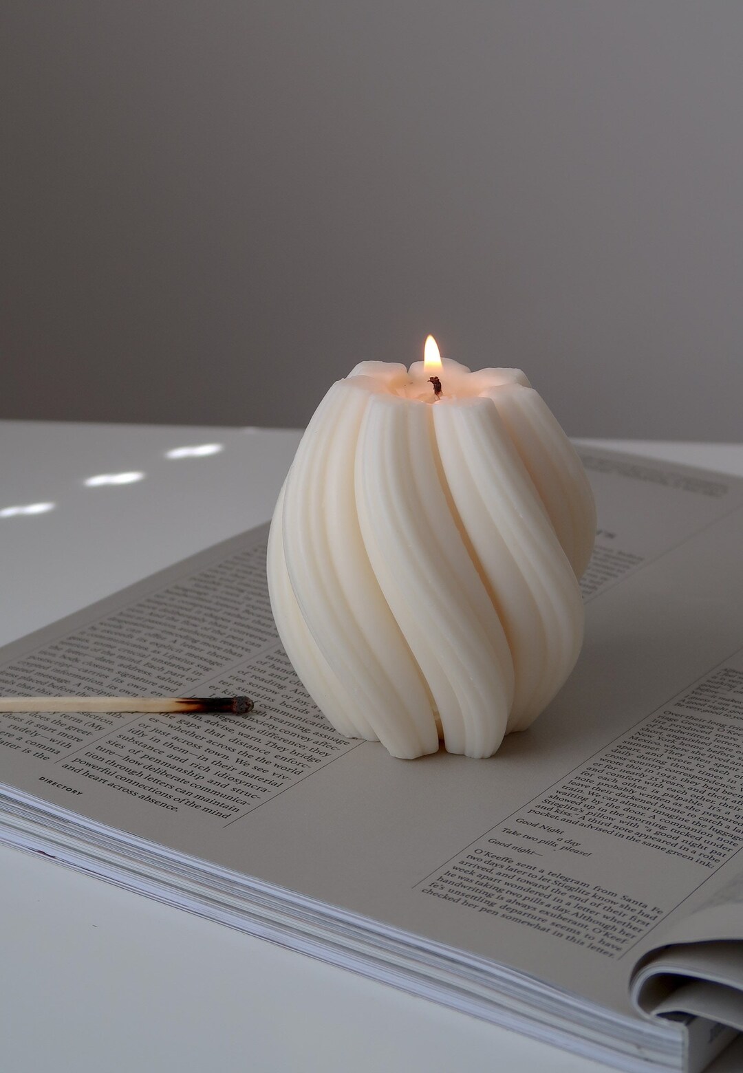 Swirl Candle swirl Ribbed Candle Twisted Candle Unique Shaped Candle ...