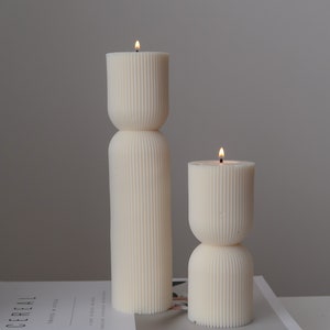 Hourglass Ribbed Candle Set Ribbed Candle Christmas Table Decor ...
