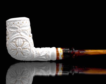Hand Carved Squat Tomato Meerschaum Pipe, Meerschaum Pipe, Handmade ...