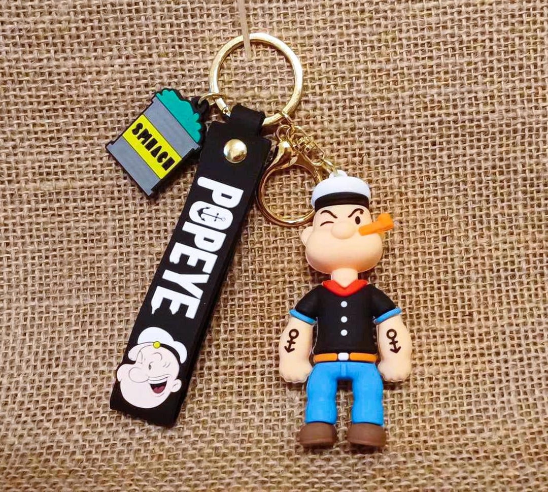 Popeye Keyring With Wrist Strap, Popeye Gifts, Large Popeye Keychains ...