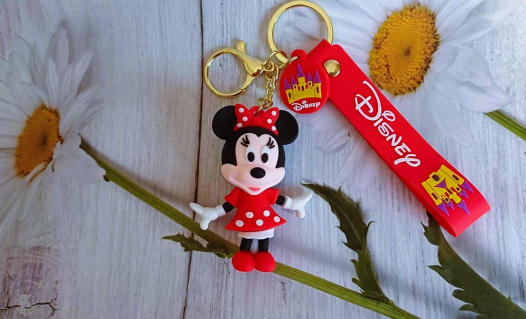 Minnie Mouse Keyring With Wrist Strap, Minnie Mouse Gifts, Large Minnie ...