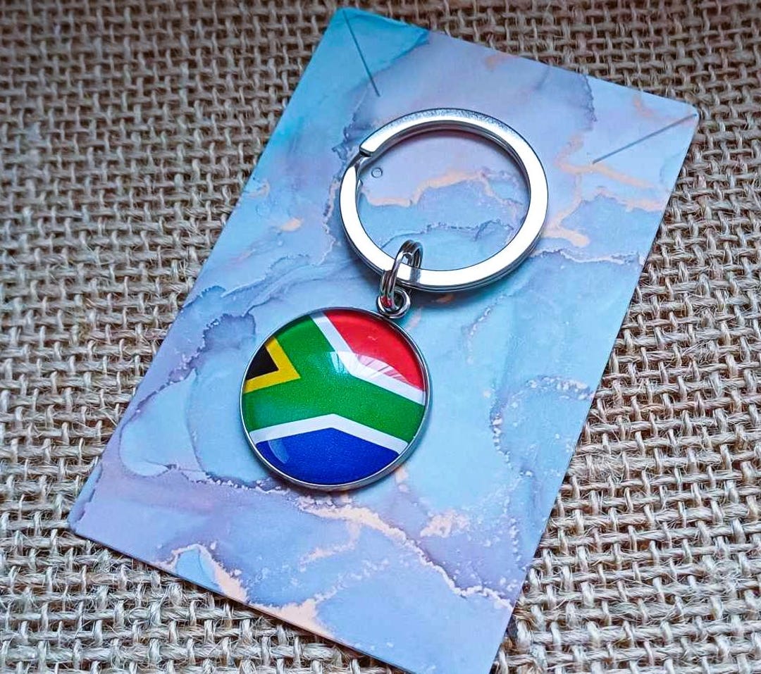South African Flag Keyring, South African Flag Domed Keyring, South ...